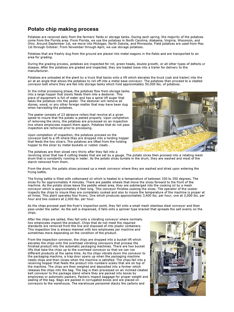 Potato Chips Manufacturing Process | PDF | Potato Chip | Potato