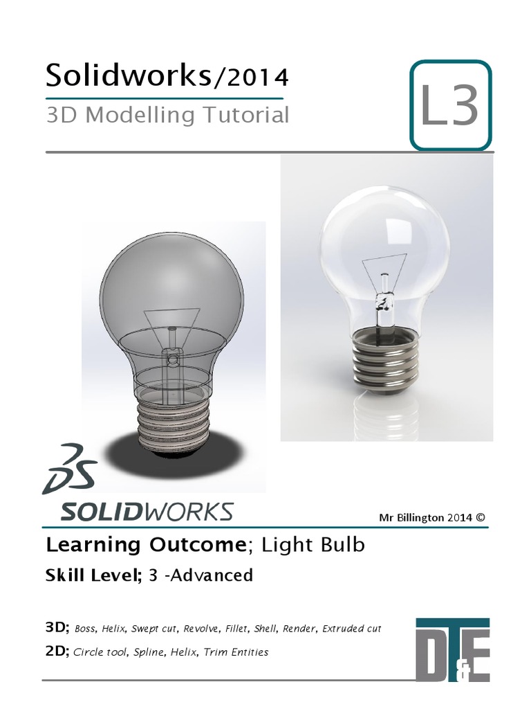 Solidworks Tutorial - Lightbulb Guide | PDF | Extrusion | Teaching ...