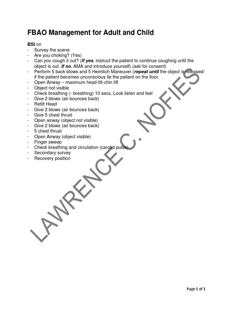 FBAO Management For Adult and Child | PDF