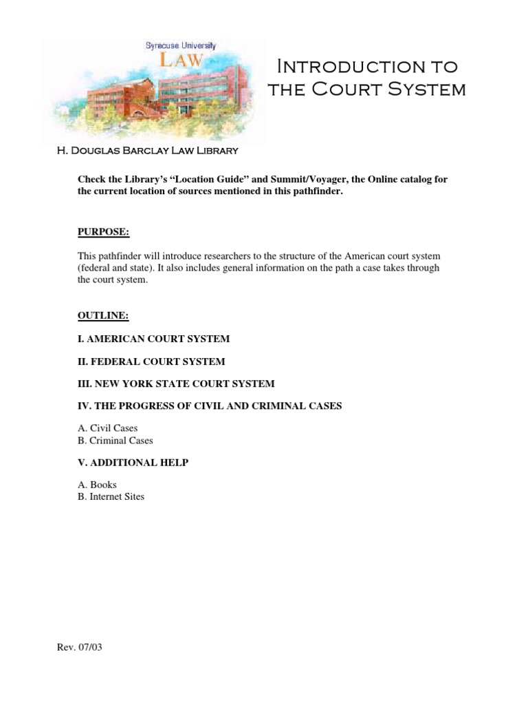 Introduction To The Court System | PDF | Supreme Courts | Appeal