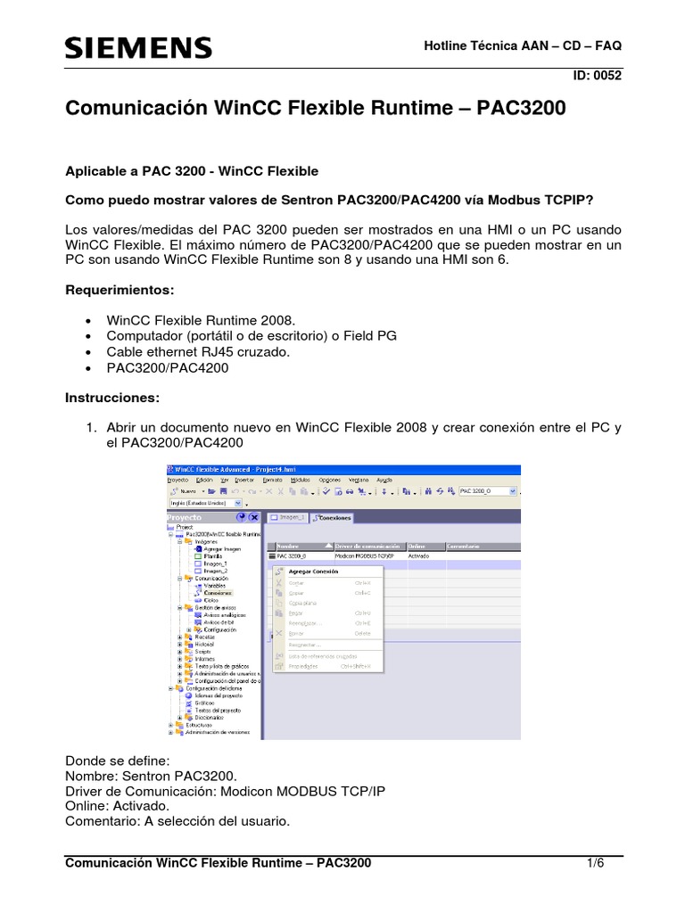 Comunicacion WinCC Flexible - PAC3200 | Conjunto de protocolos de internet | Red de computadoras