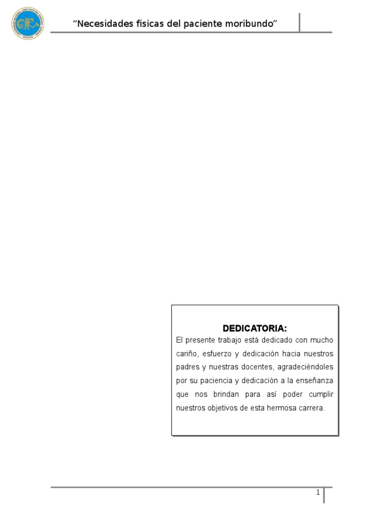 Necesidades Físicas Del Paciente Moribundo | PDF | Ira | Dolor