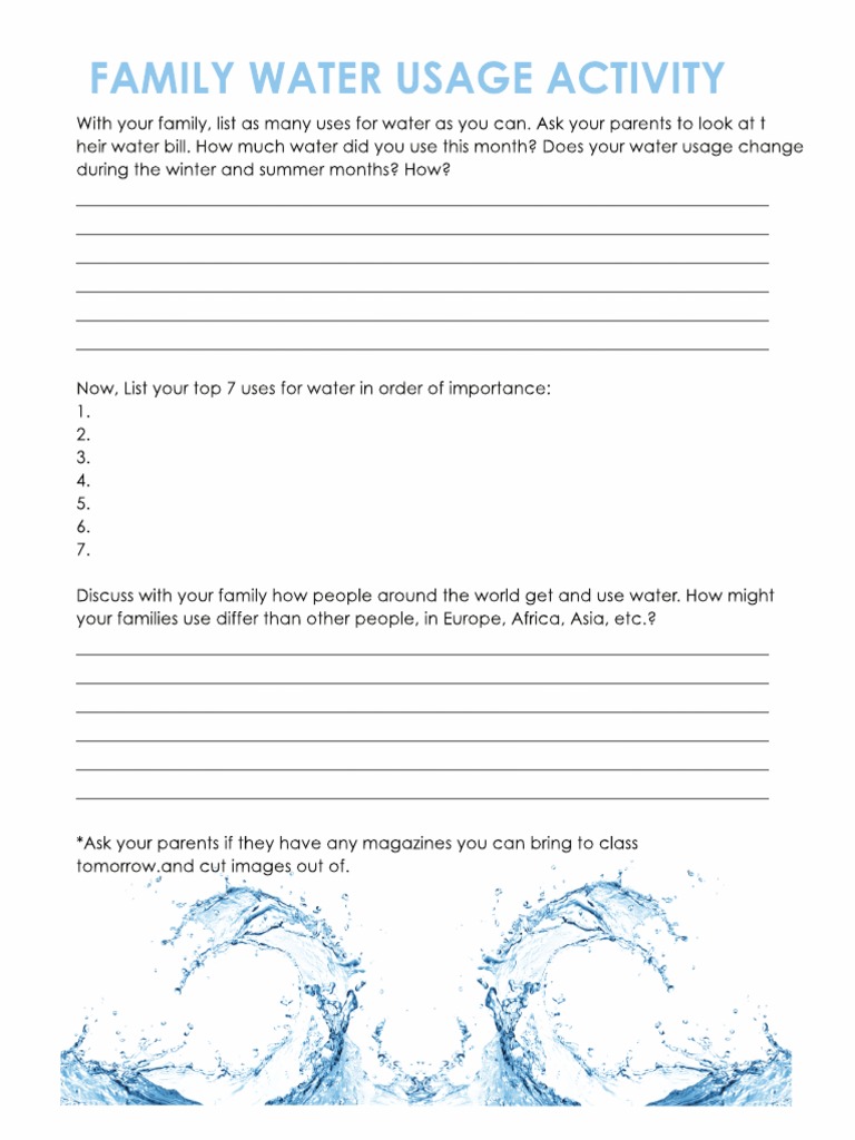 Lesson2 Family Water Usage Activity | PDF