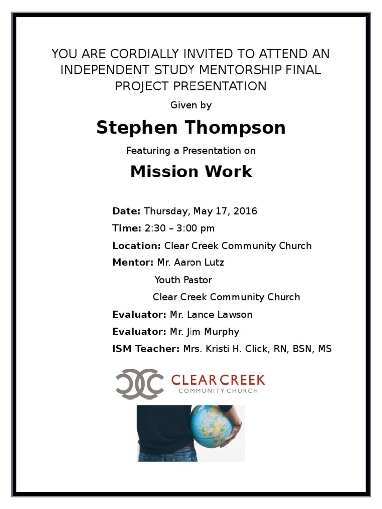 Mission Work Presentation Invitation | PDF