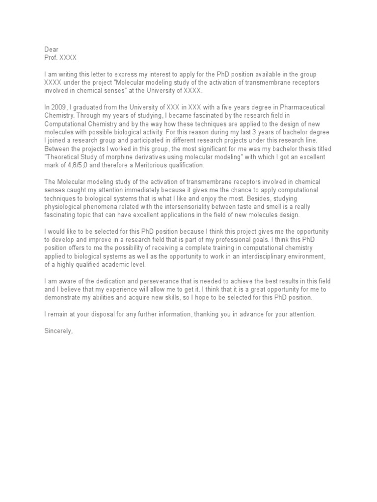 Phd cover letter store