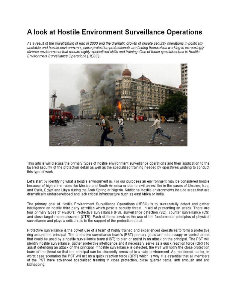 A Look at Hostile Environment Surveillance Operations | Military ...