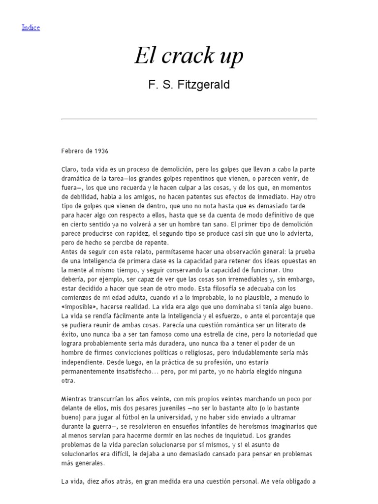 El Crack Up - Fitzgerald | PDF | Homo Sapiens | Vida