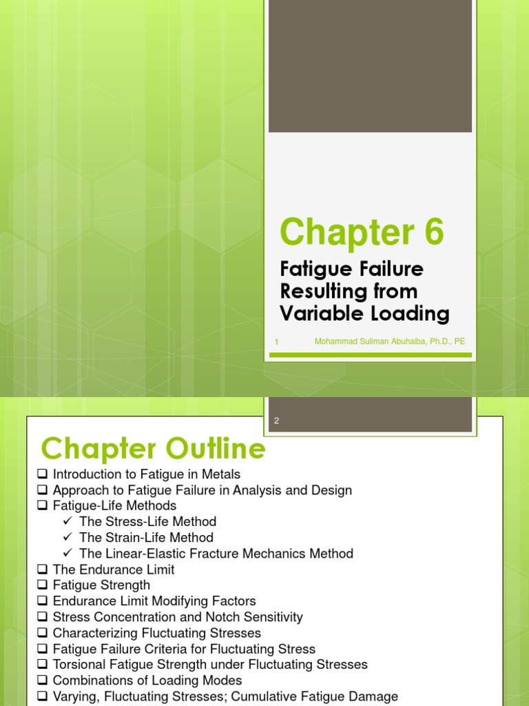 Fatigue Failure Analysis and Design Considerations for Components Subject to Variable Loading ...