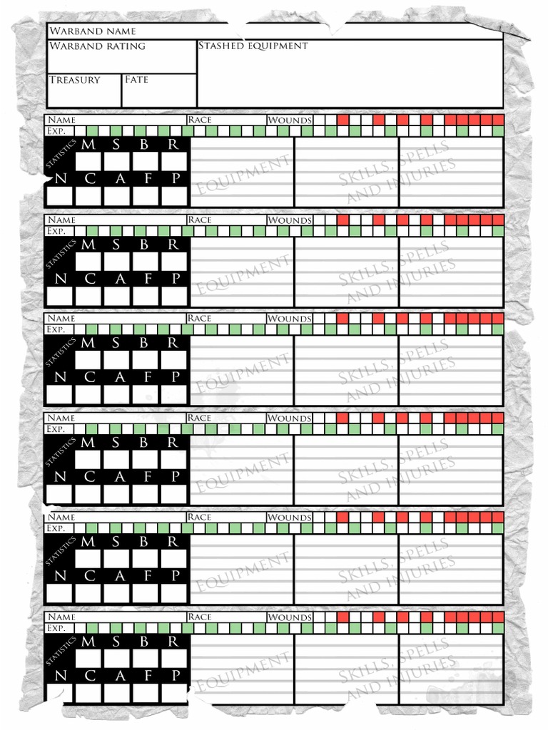 Burrows & Badgers Warband Roster | PDF