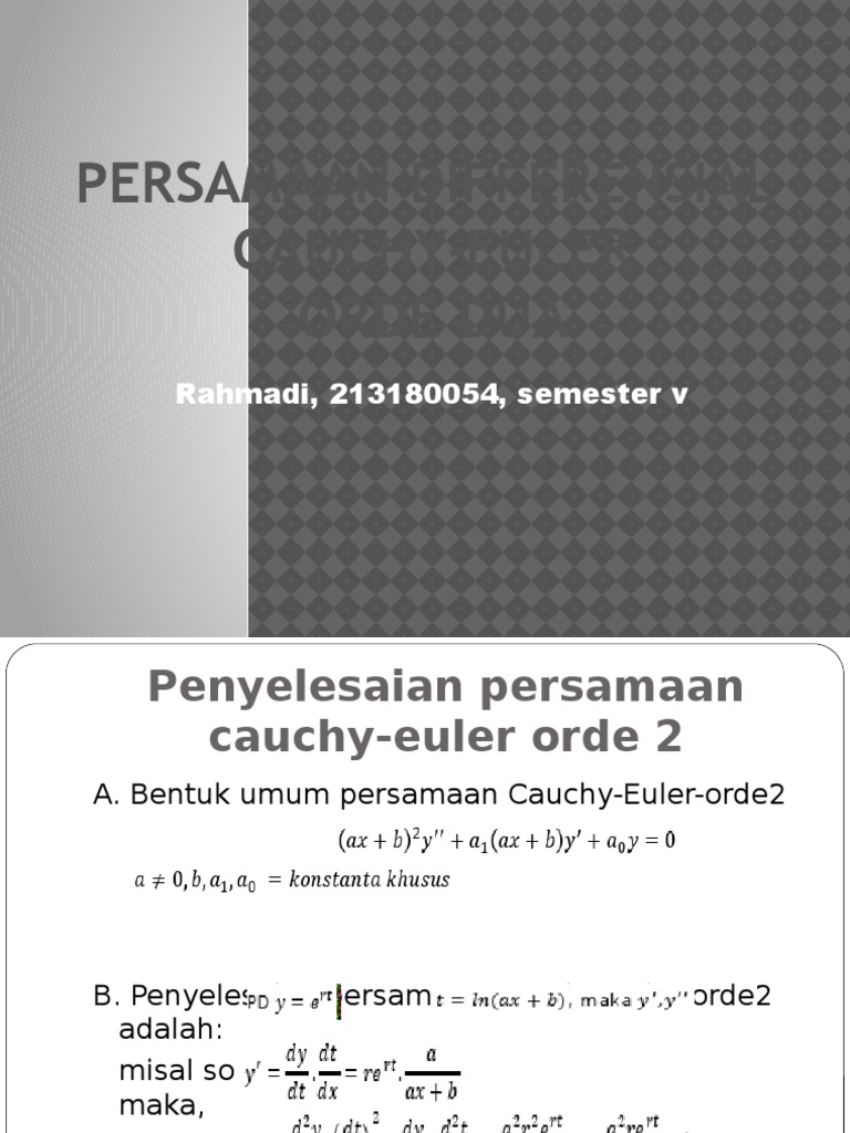 Rahmadi, PD Cauchy Euler | PDF