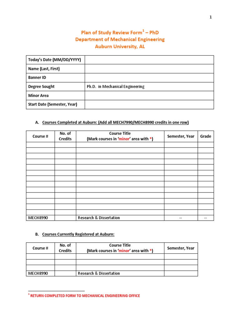 14a Plan of Study PHD | PDF