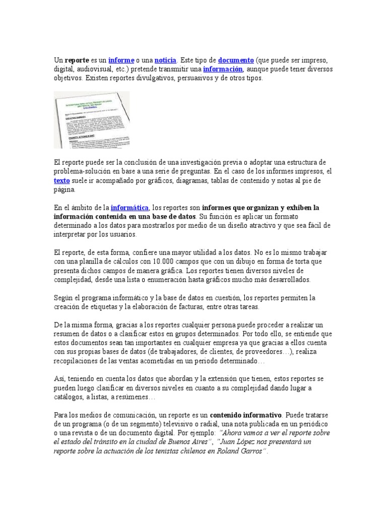 Qué es un reporte y su función | PDF | Bases de datos | Periodismo