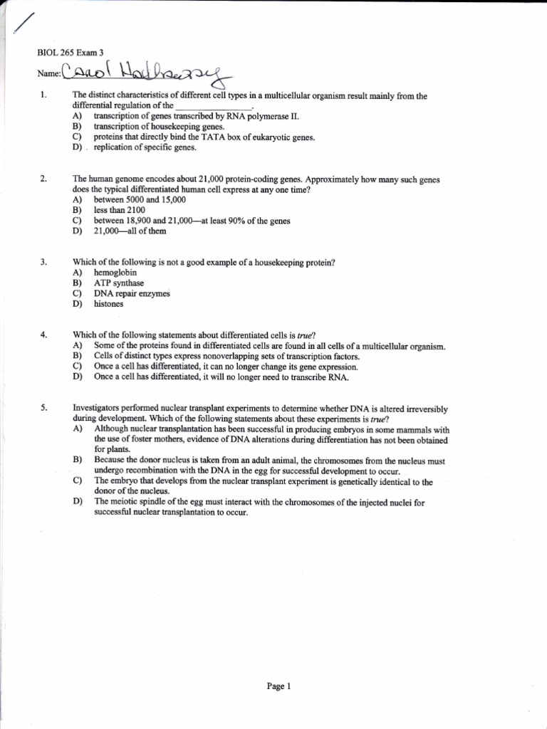 Cell Biology Test 3 | PDF | Cell Membrane | Dna