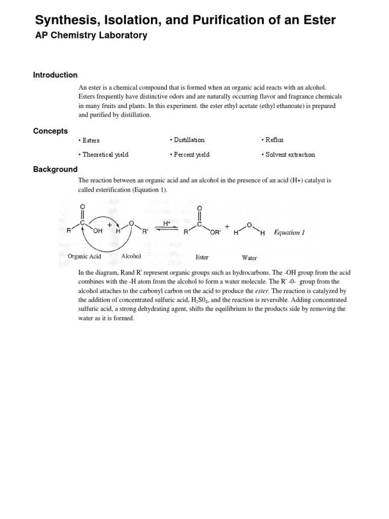 Ester Synthesis Lab | Ester | Distillation