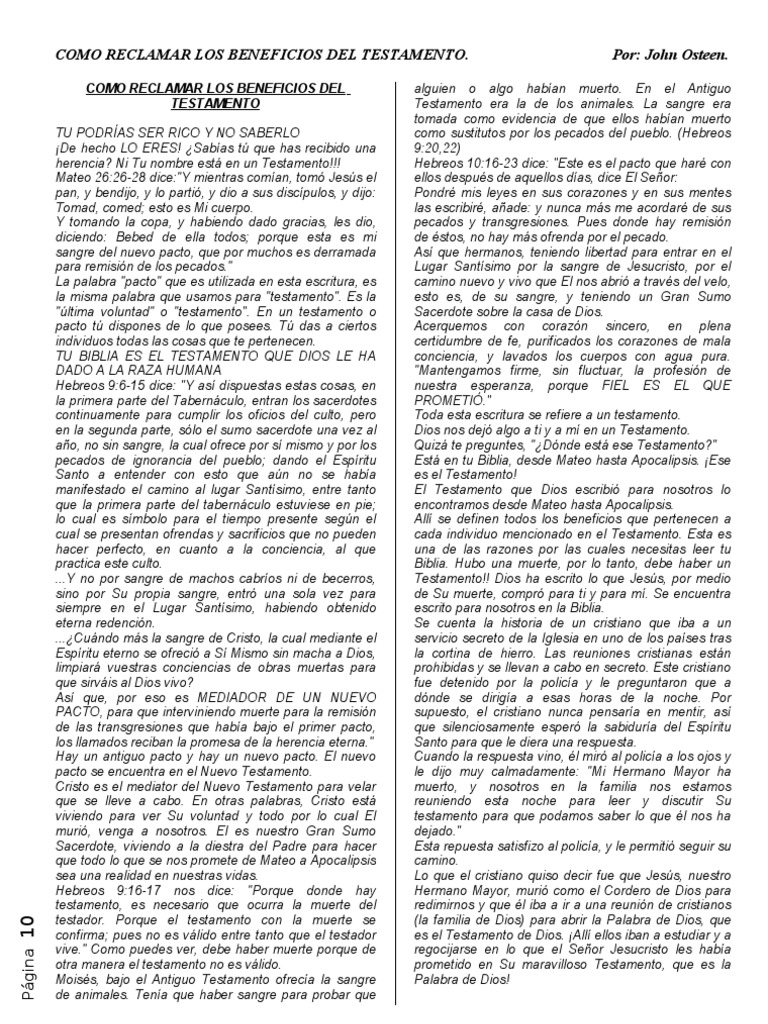 Como Reclamar Los Beneficios Del Test Amen To - John Osteen | PDF ...