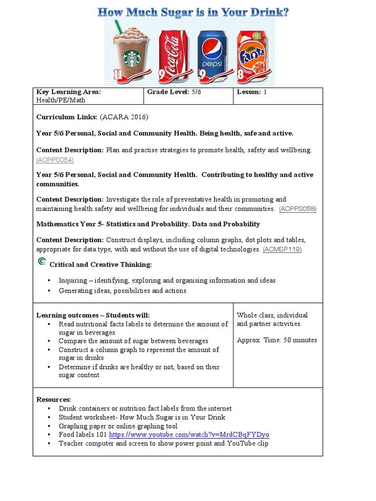 Nutrition Lesson Plan - Drinks Food Labels | PDF | Drink | Nutrition ...