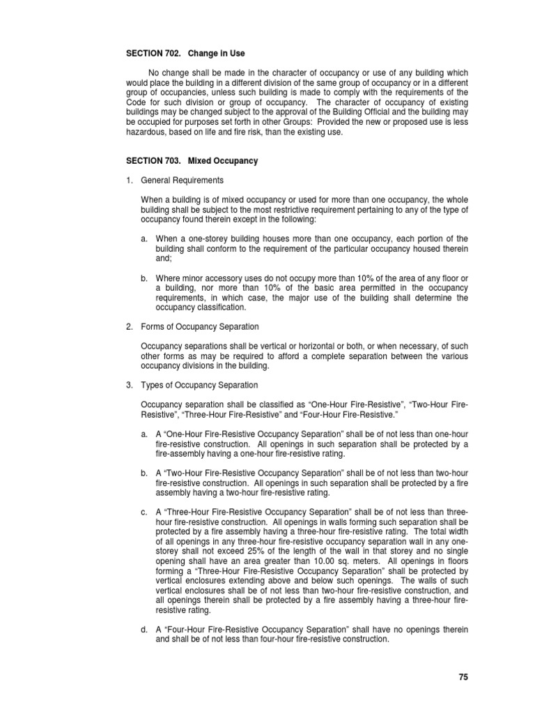 Regulations on Occupancy Classifications, Separation Requirements, and ...