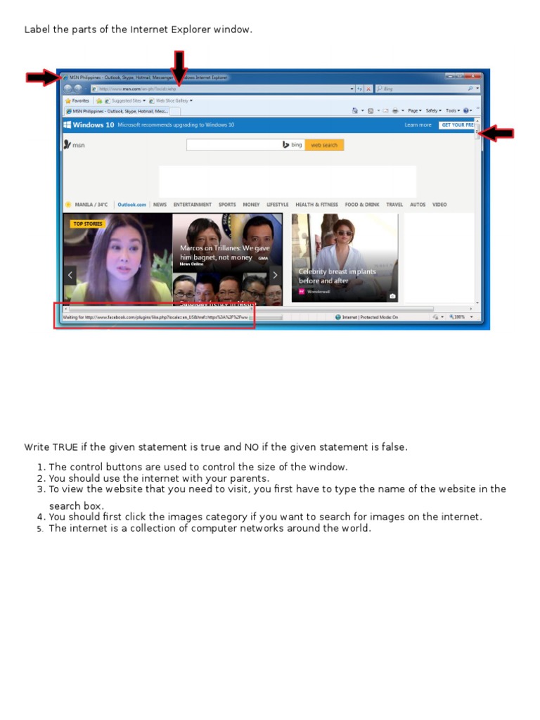 Label The Parts of The Internet Explorer Window | PDF | System Software ...