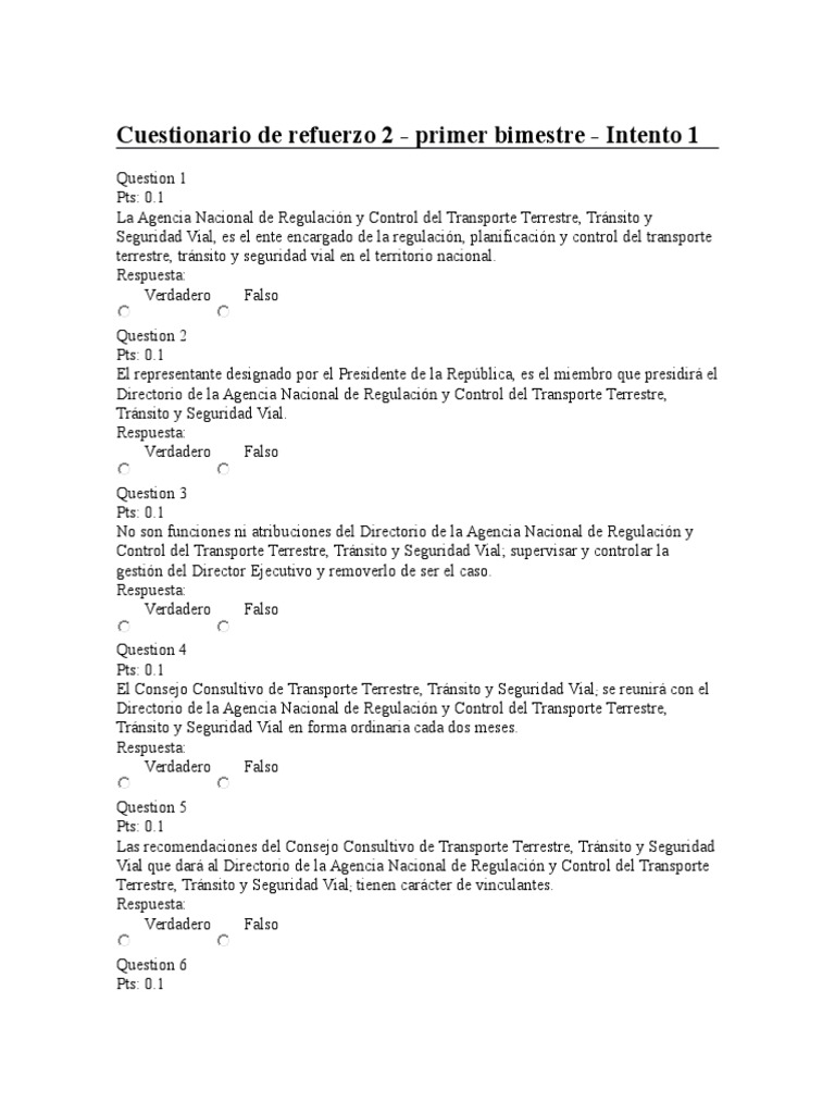 Cuestionario de Refuerzo 2 LE2 | PDF | Transporte | Gobierno