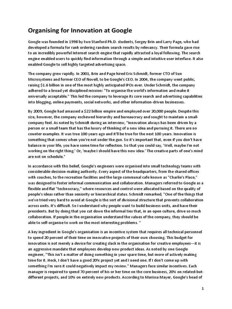 Case Study 1 | PDF | Google | Business