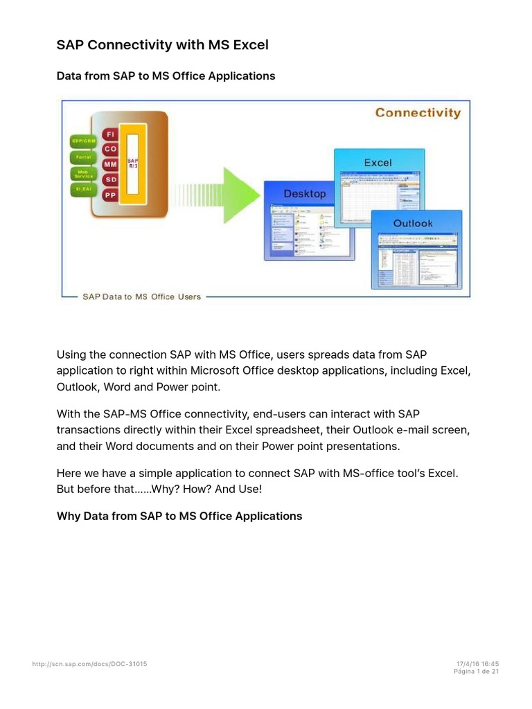 SAP Connectivity With MS Excel SCN | PDF | Microsoft Office | Microsoft ...