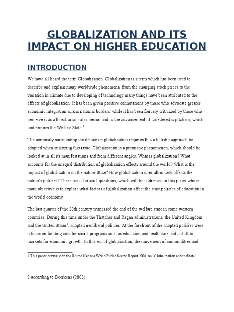 Globalization and Its Impact On Higher Education | PDF | Higher ...