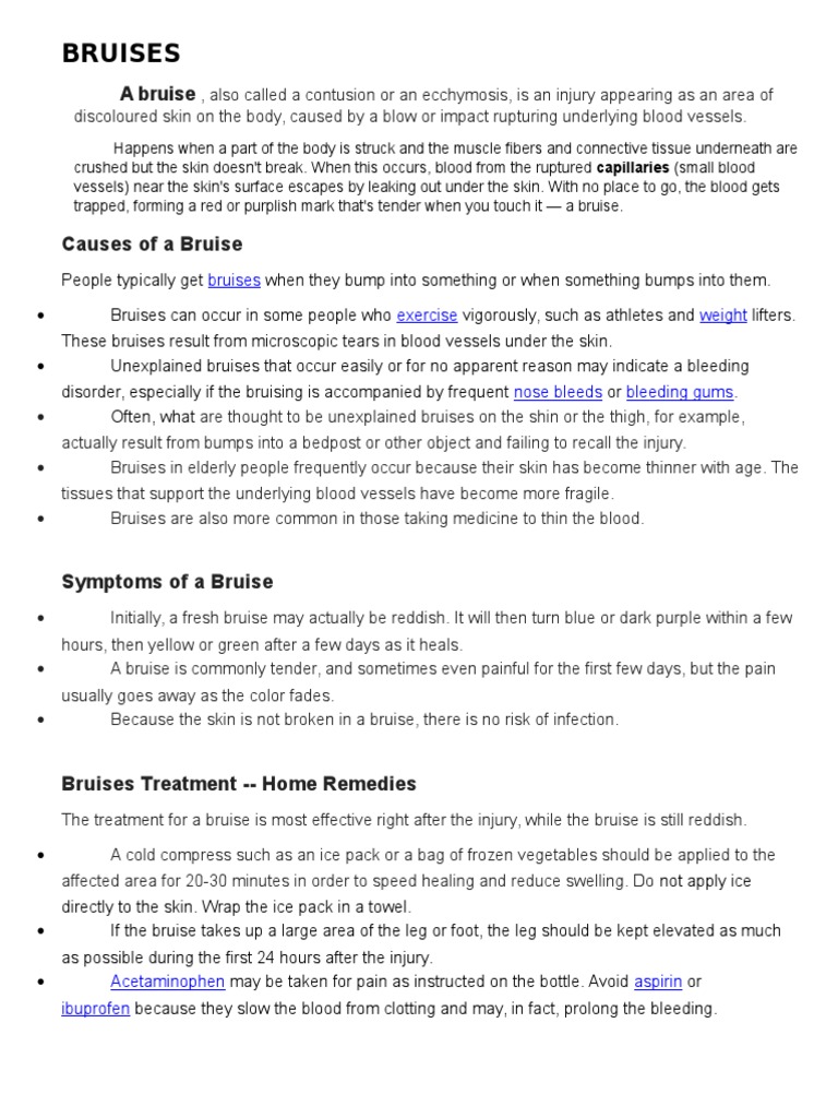 Bruise Types, Causes, Symptoms & Treatment | PDF | Tissue (Biology) | Anatomy