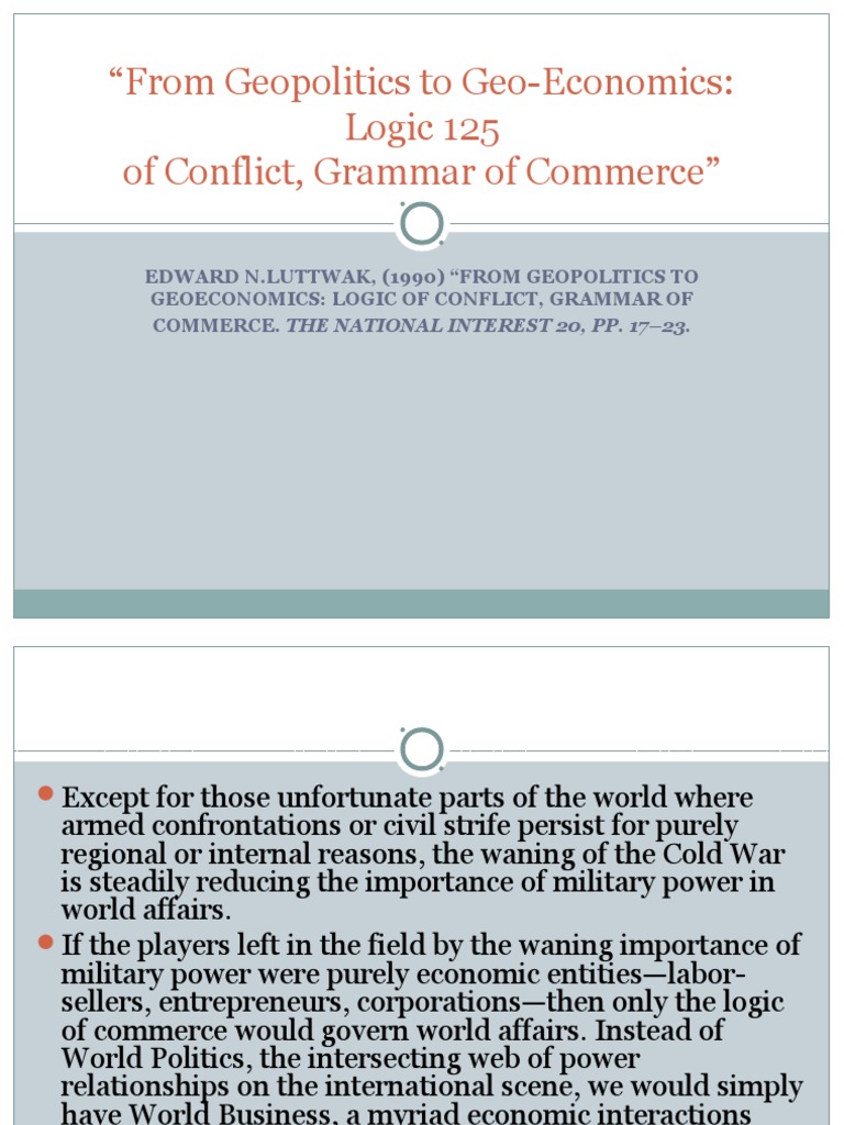 From Geopolitics To Geo-Economics | PDF | Geopolitics | Nuclear Weapons