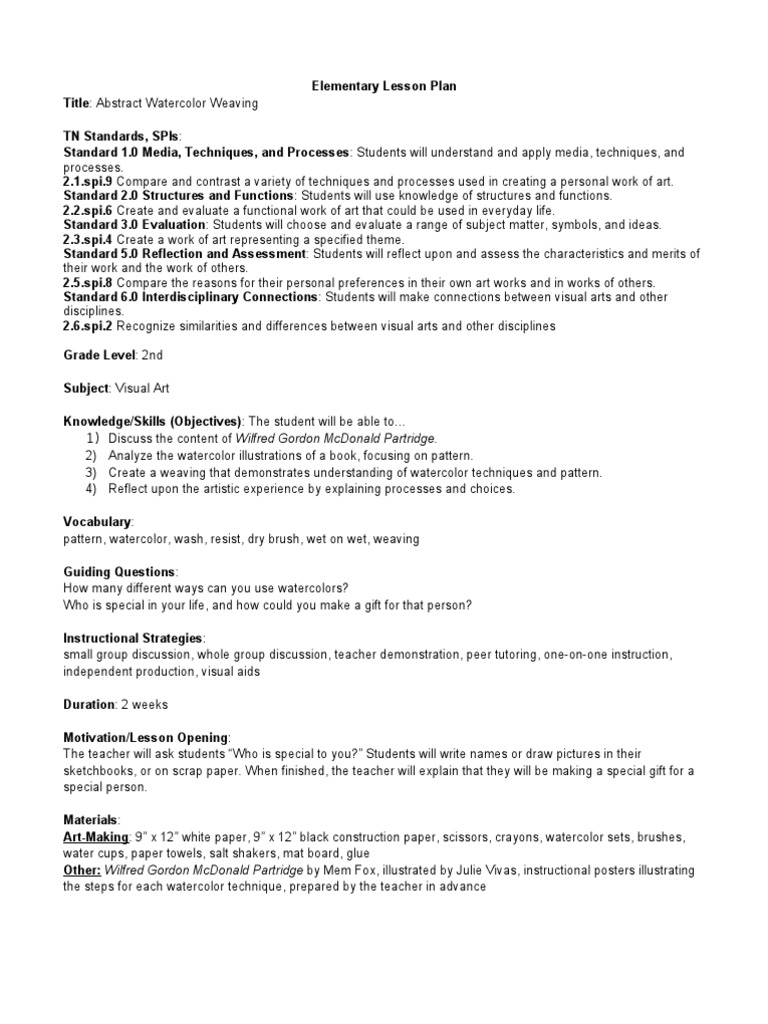 2nd Grade Abstract Watercolor Art | PDF | Lesson Plan | Epistemology