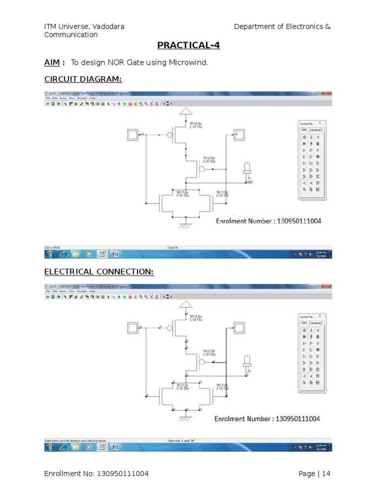 NOR Gate Design Using Microwind | PDF