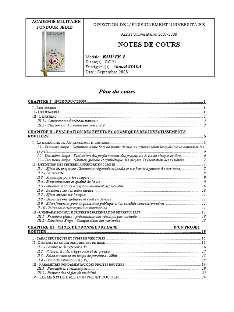 Cours de Route 1 | PDF | Route | Transport