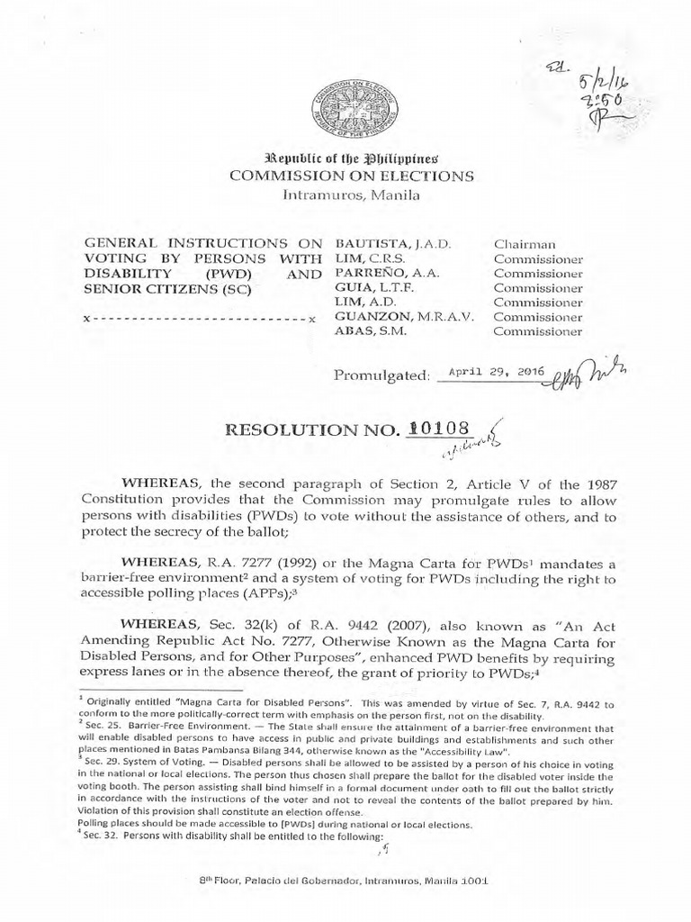 Comelec Resolution No. 10108 | PDF