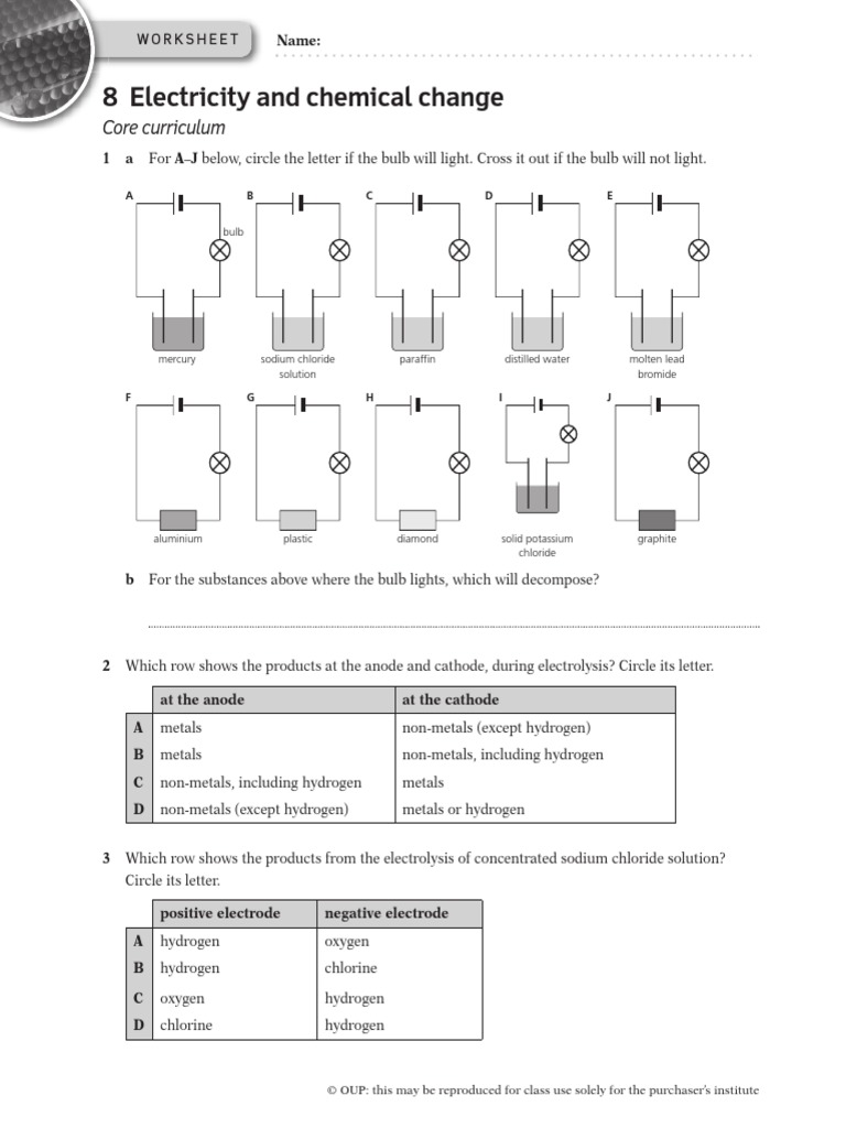 Electricity and Chemical Change | PDF | Teaching Methods & Materials ...