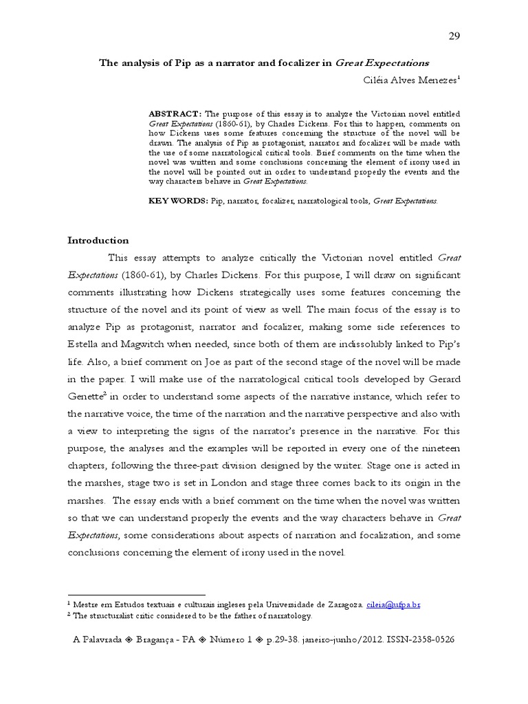 2 The Analysis of Pip As A Narrator and Focalizer in Great Expectations ...