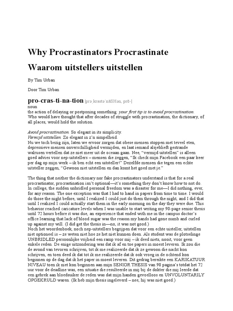 Why Procrastinators Procrastinate | PDF