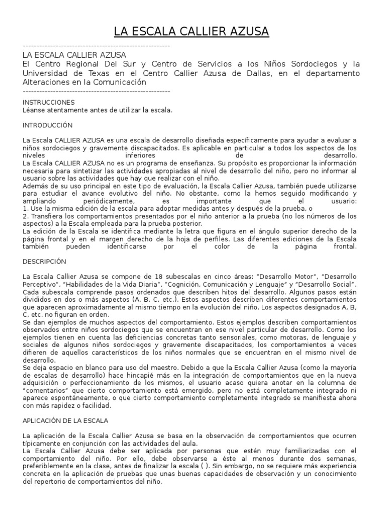 La Escala Callier Azusa-1 | PDF | Pie | Juguetes