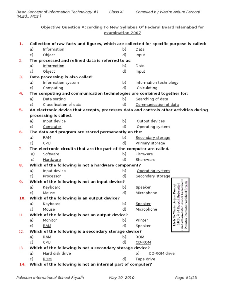 Computer Science Notes Objective Chapter 1 Class Xi Pdf Printer