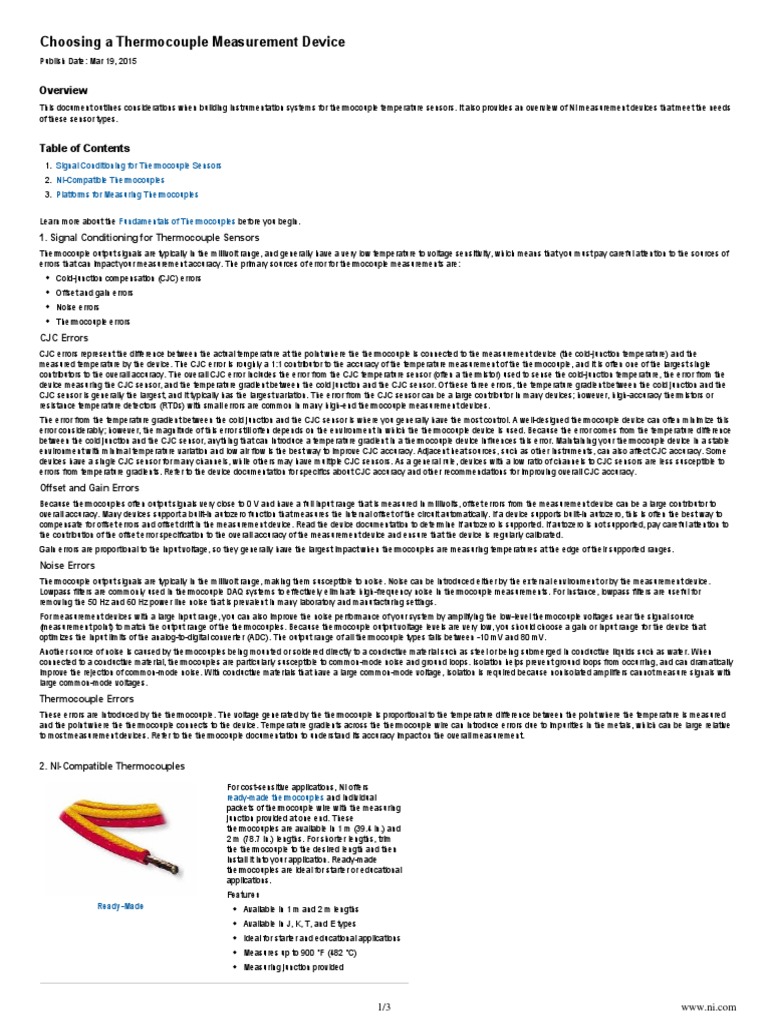 Thermocouple Measurement Device | PDF | Thermocouple | Sensor