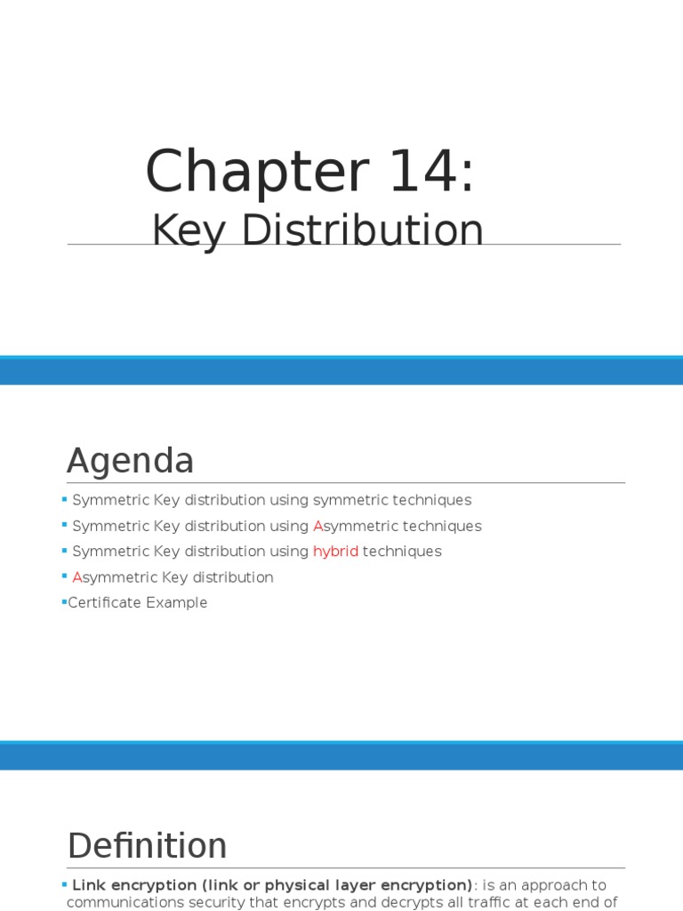 Ch14: Key Distribution (Computer and Network Security) | PDF | Public ...