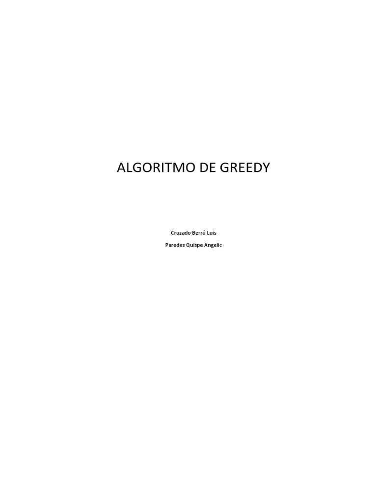 Algoritmo de Greedy | PDF | Algoritmos y Estructuras de Datos | Algoritmos