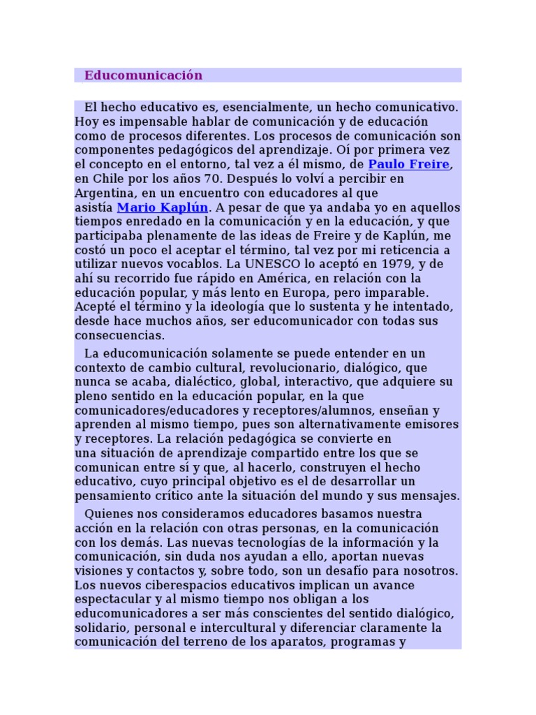 Educomunicación | PDF | Interculturalidad | Comunicación