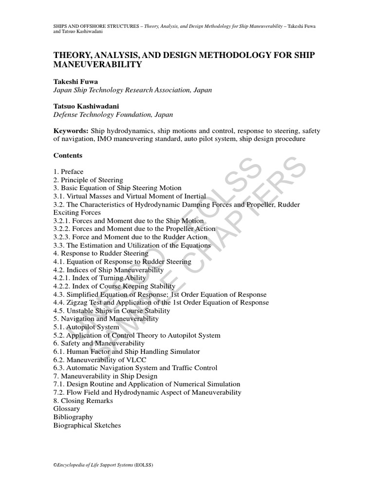 Unesco - Eolss Sample Chapters: Theory, Analysis, and Design Methodology For Ship ...