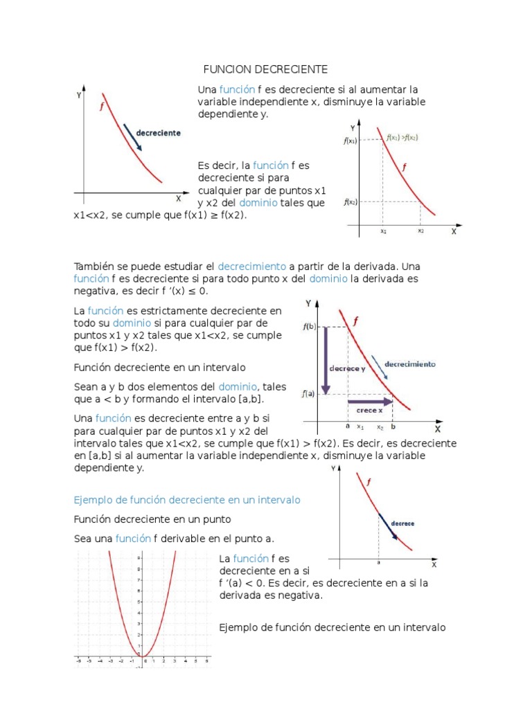 Funcion Decreciente | PDF | Función (Matemáticas) | Intervalo (Matemáticas)