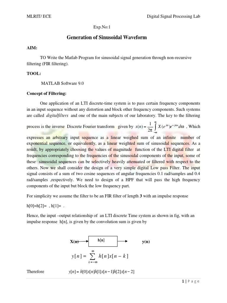 DSP Lab Manual | PDF | Fast Fourier Transform | Discrete Fourier Transform