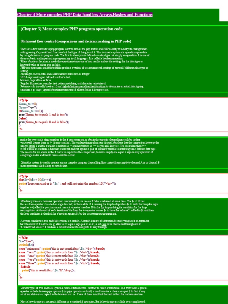 Chapter 4 More Complex PHP Data Handlers Arrays, Hashes and Functions ...