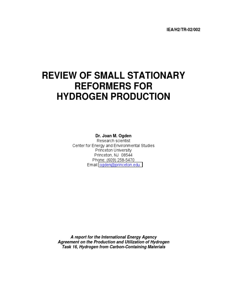 Review of Small Stationary Reformers For Hydrogen Production | PDF ...