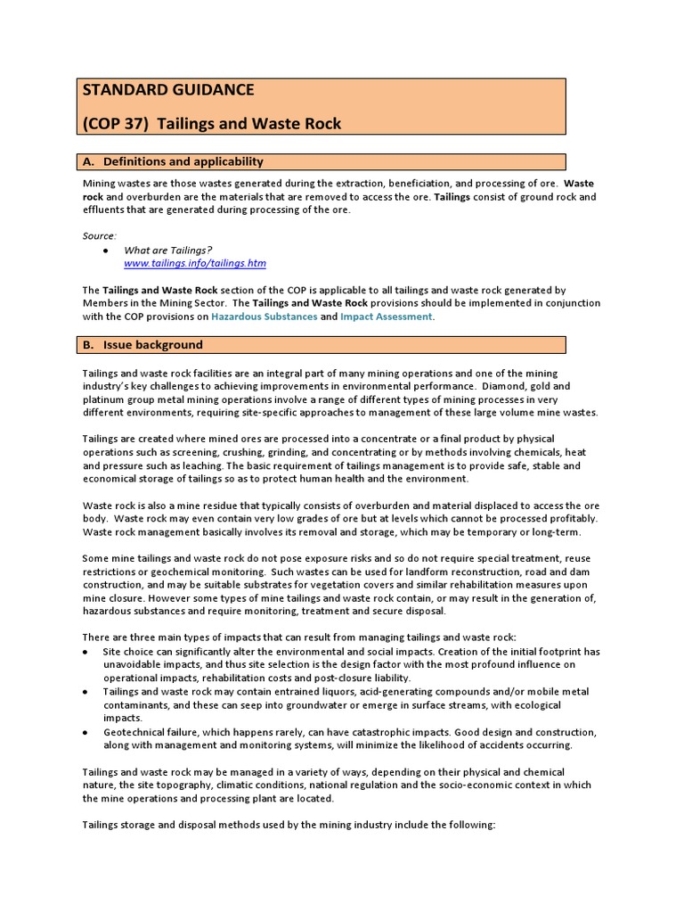 Tailings and Waste Rock Management Guide | PDF | Mining | Waste