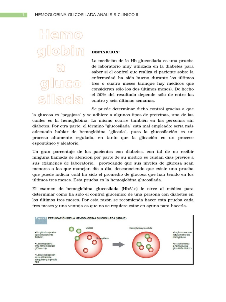 HEMOGLOBINA GLICOSILADA | Diabetes mellitus | Especialidades Medicas