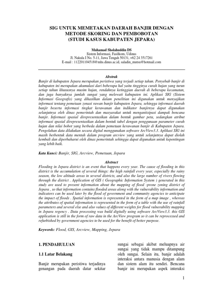 Sig Untuk Memetakan Daerah Banjir Dengan Metode Skoring Dan Pembobotan ...