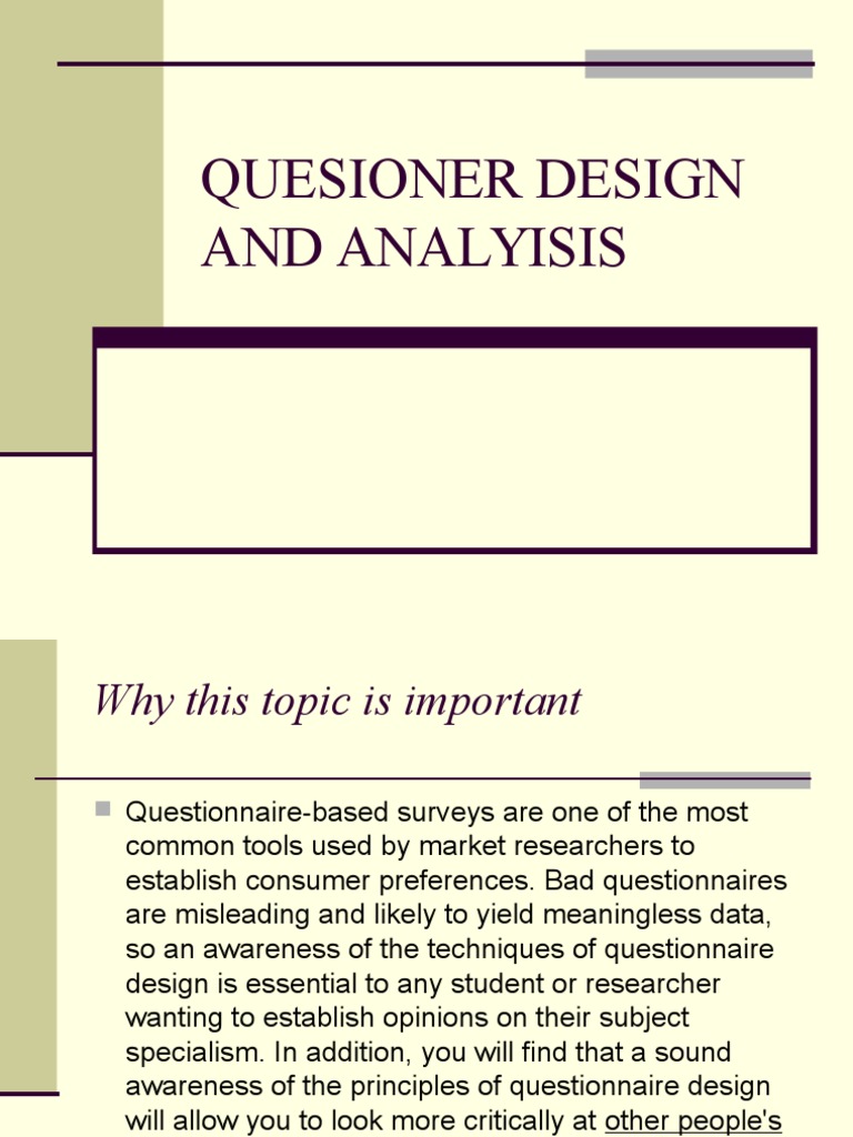 A Guide to Effective Questionnaire Design and Analysis for Market ...
